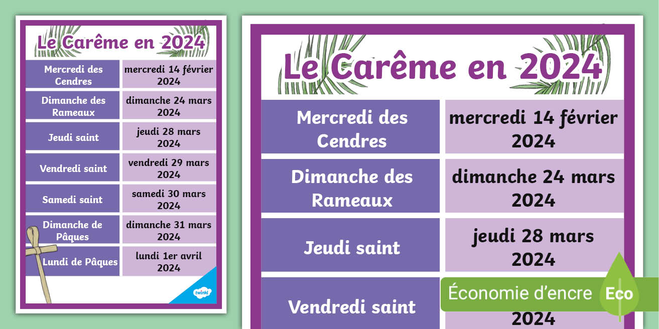 Les dates autour du Carême 2024 - poster (teacher made) Les dates autour du Carême 2024 - poster (teacher made)